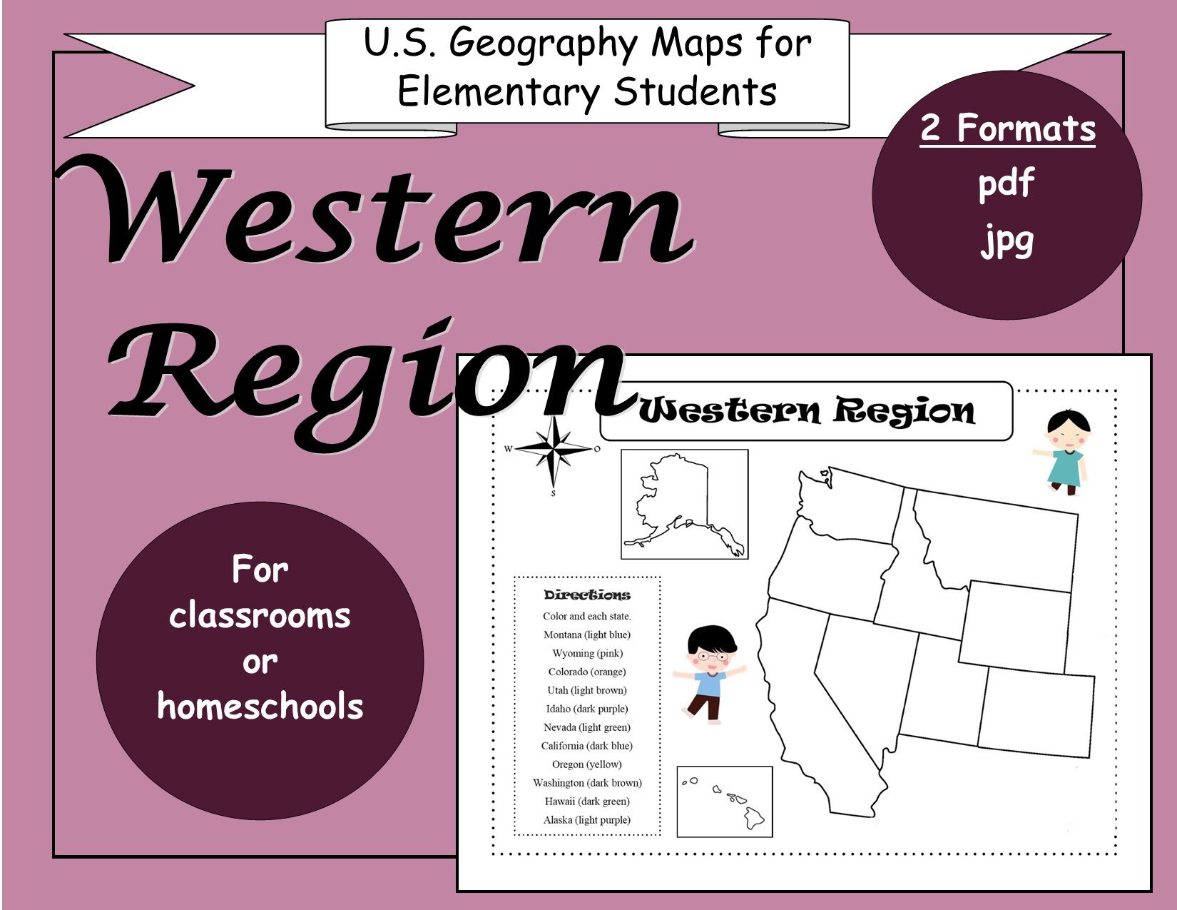 U.S. Geography Map Worksheets PRINTABLES for Elementary School ...