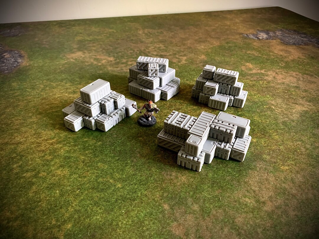 Supply Crate Stacks ++ 4 Sci Fi Tabletop Wargaming Terrain Scenery ...