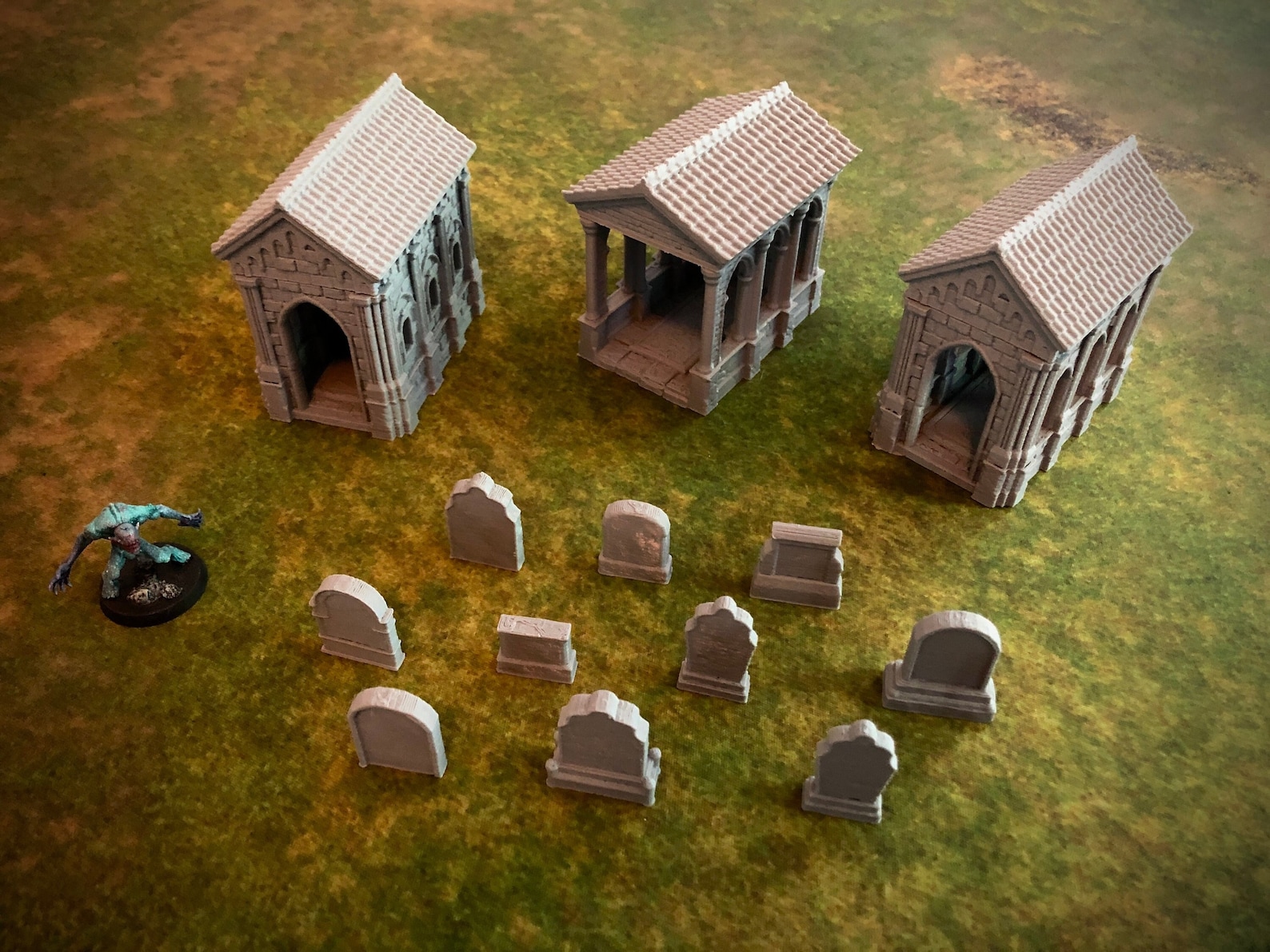 Graveyard Mausoleums + 28mm Cemetery Headstones Wargaming Model Terrain ...