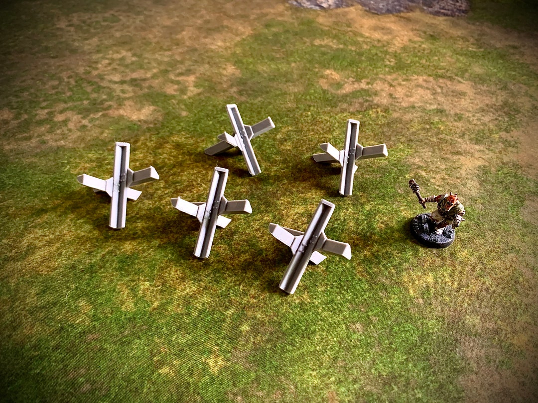 Tank Traps 5 28mm Sci Fi Miniature Historical Tabletop Wargame Terrain Scenery Warhammer Star ...