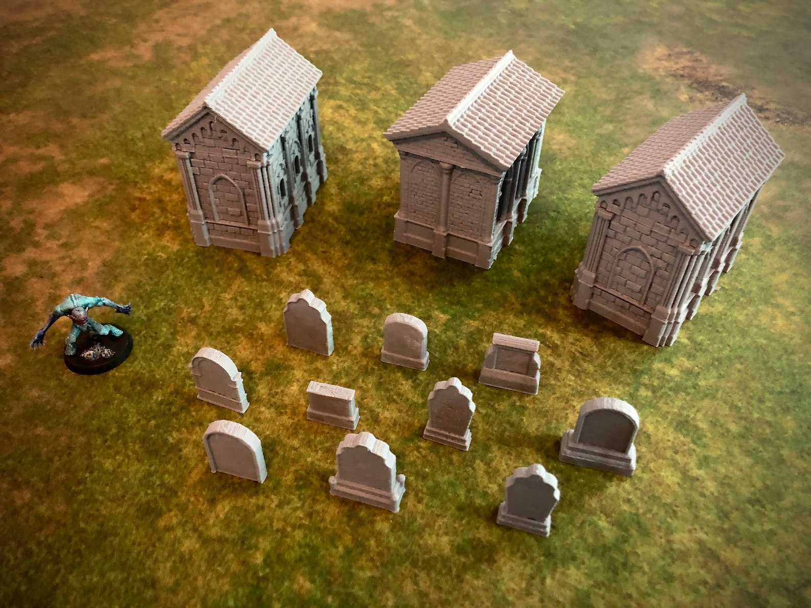 Graveyard Mausoleums + 28mm Cemetery Headstones Wargaming Model Terrain ...