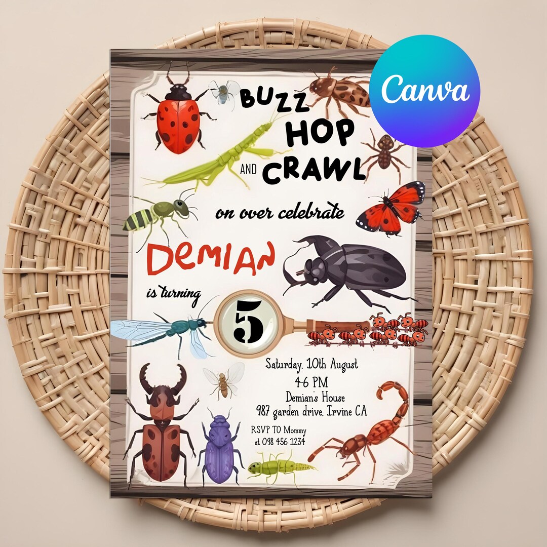 Insect Bugs Birthday Party Invitation, Bug Invitation, Bugs Birthday ...