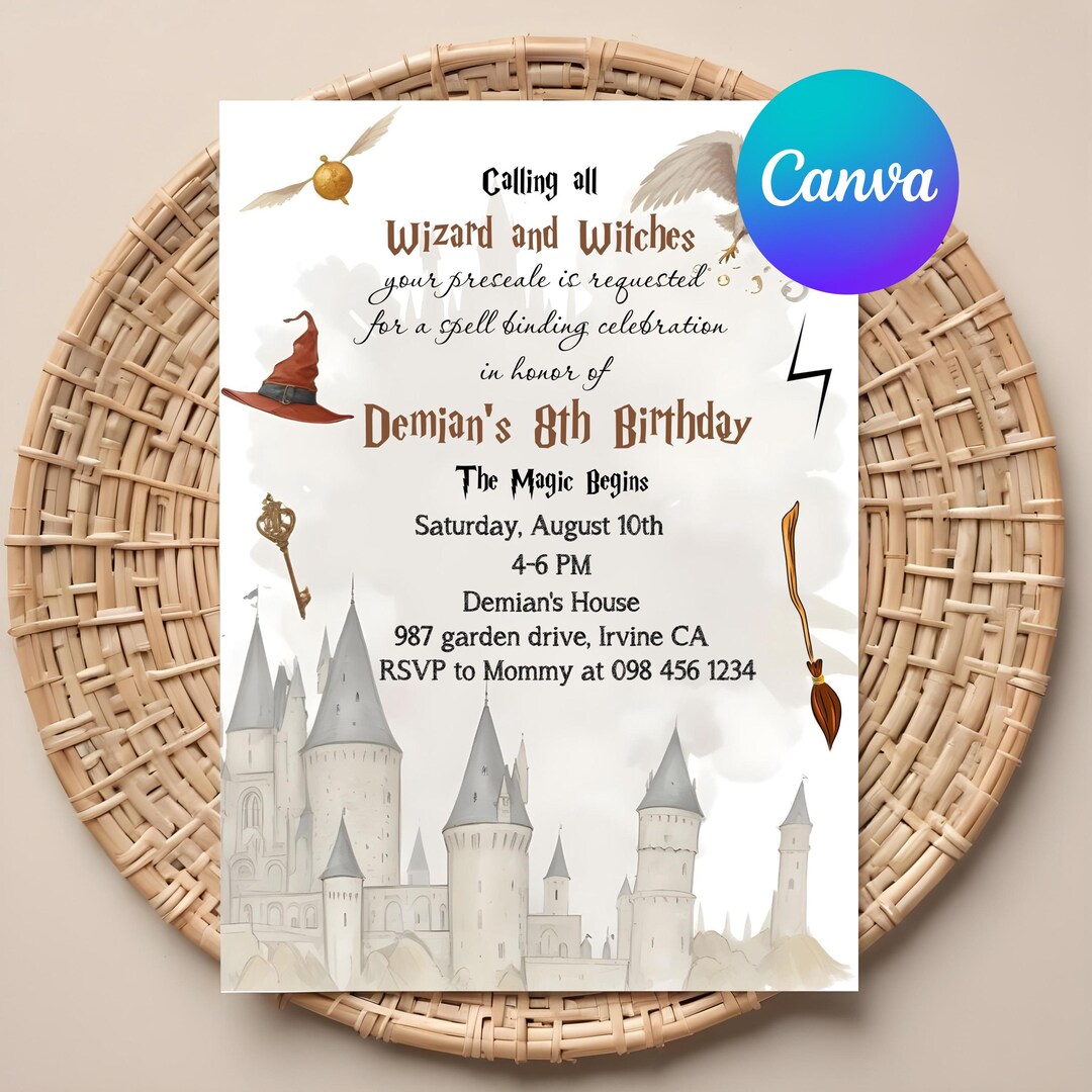 Wizard Birthday Party Invitation, Wizard Birthday Invitation Template ...