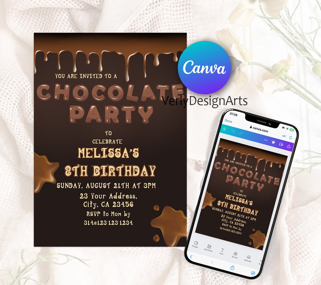 Chocolate Party Invitation, Dessert Party, Chocolate Desserts Sweets ...