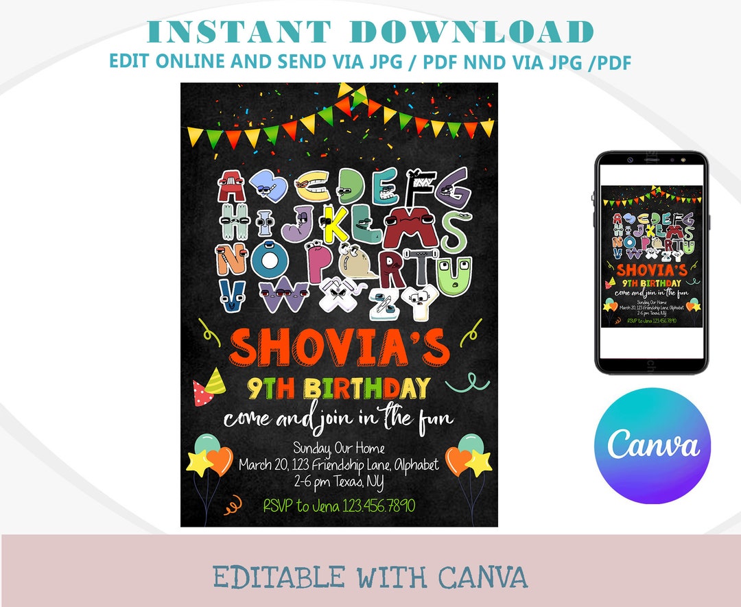 Alphabet Lore Birthday Invitation, Creepy Invitation, Editable Template ...