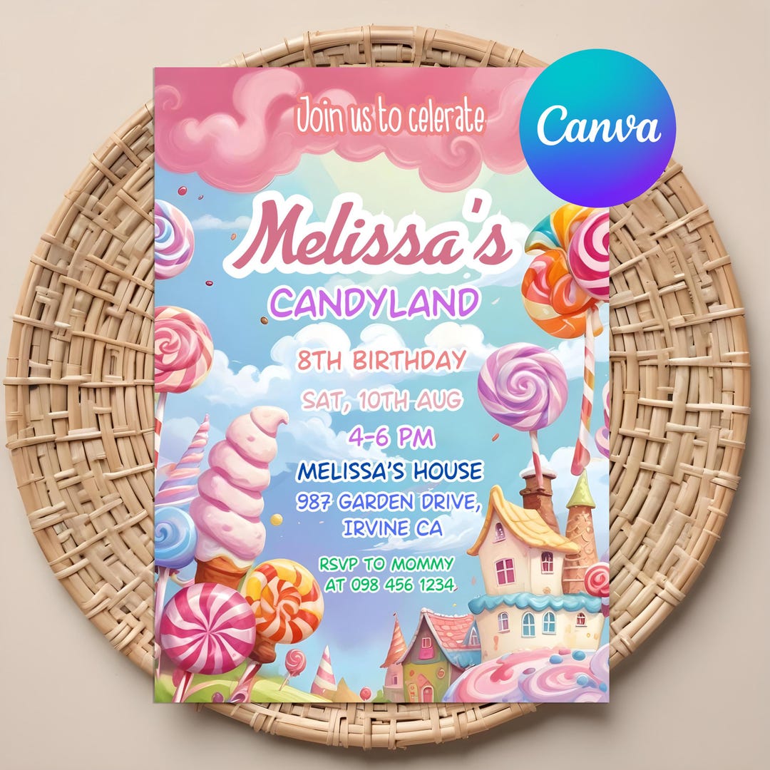 Candyland Birthday Party Invitation, Candyland Invitation, Candyland ...