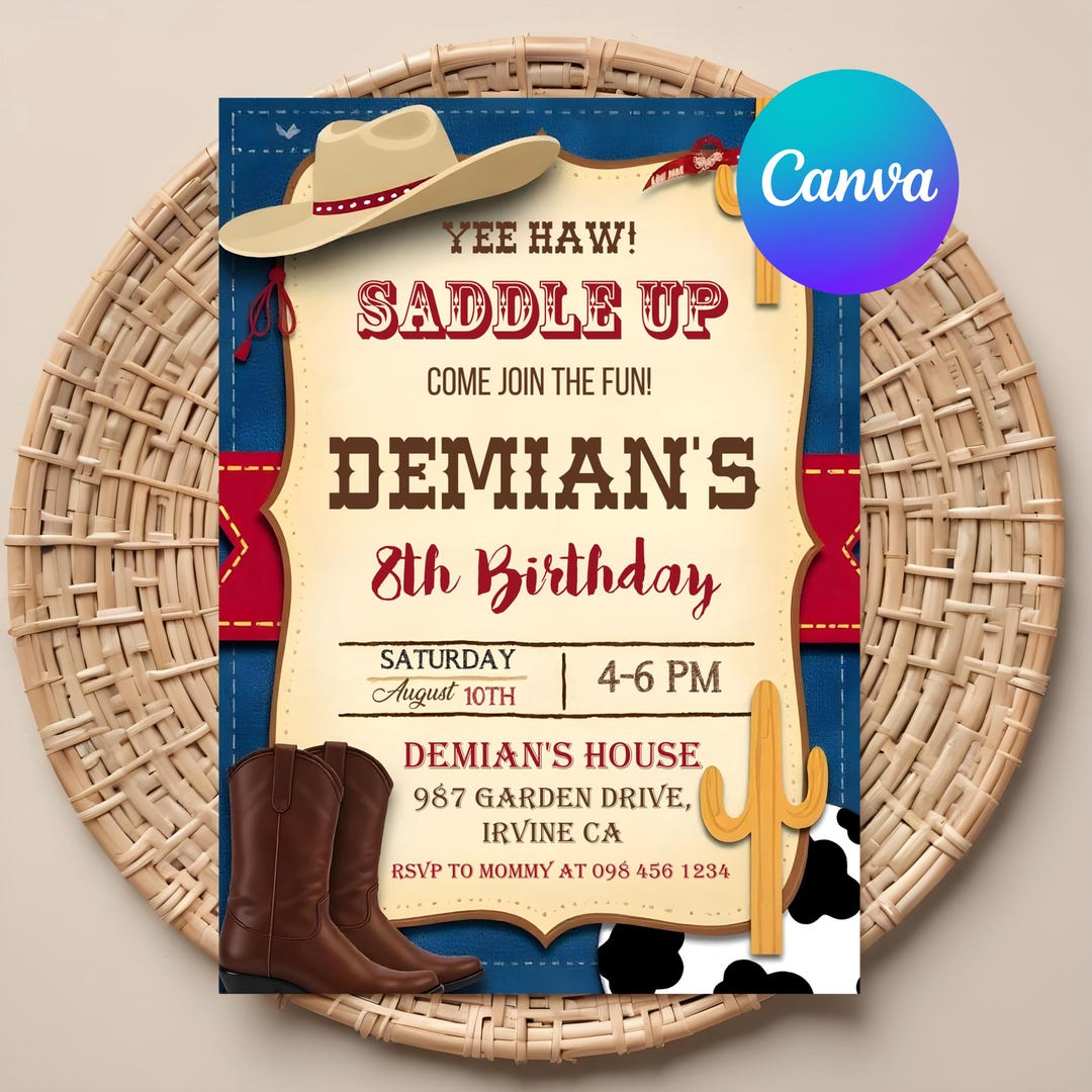 Invitación de cumpleaños de vaquero, invitación de vaquero ...