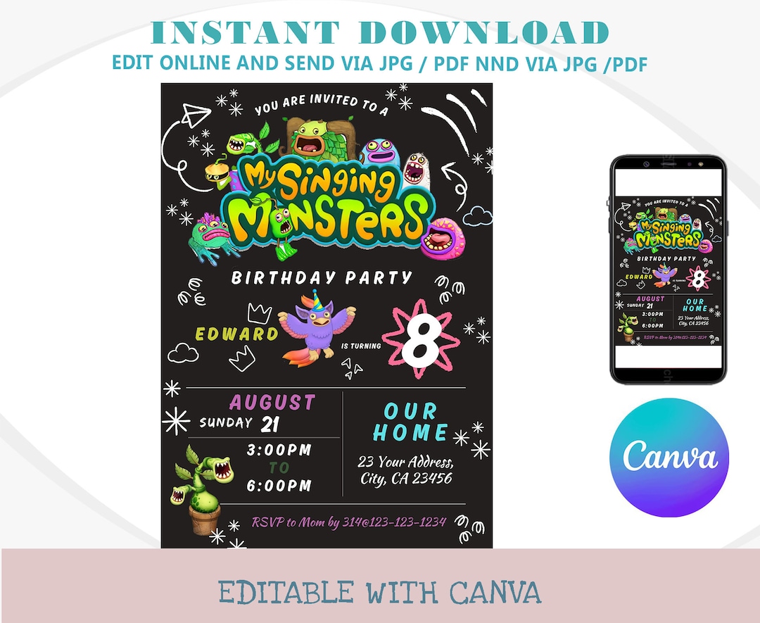 Editable My Singing Monsters MSM Regular Monsters, DIGITAL DIY ...