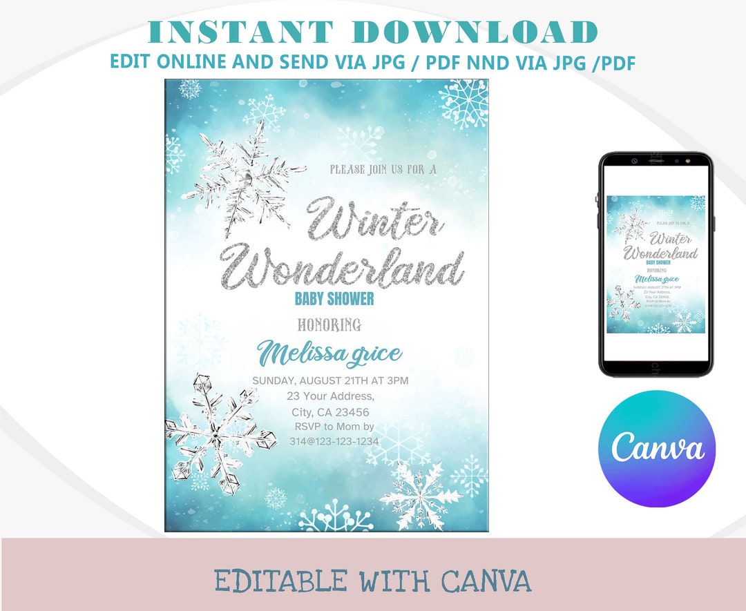 Editable Winter Wonderland Party Invitation Christmas - Etsy