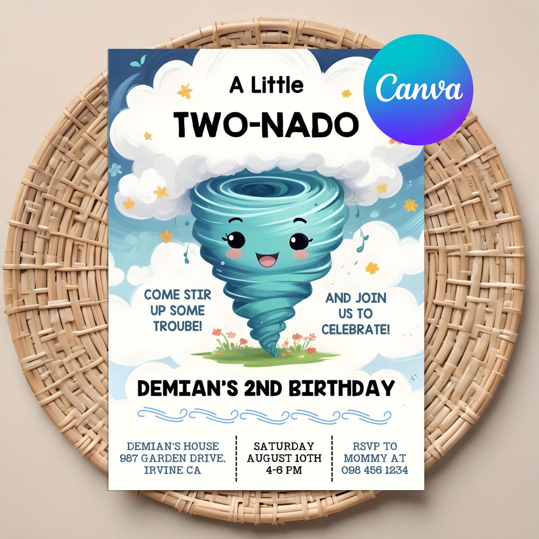 Tornado Birthday Party Invitation, Tornado Invitations, Twist on Over ...