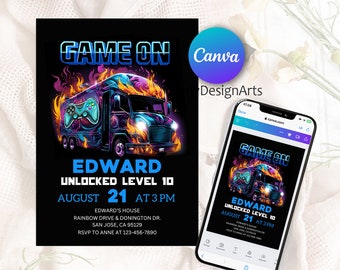 Gamer Editable Video Game Birthday Invitation, Gamer Girl Birthday ...