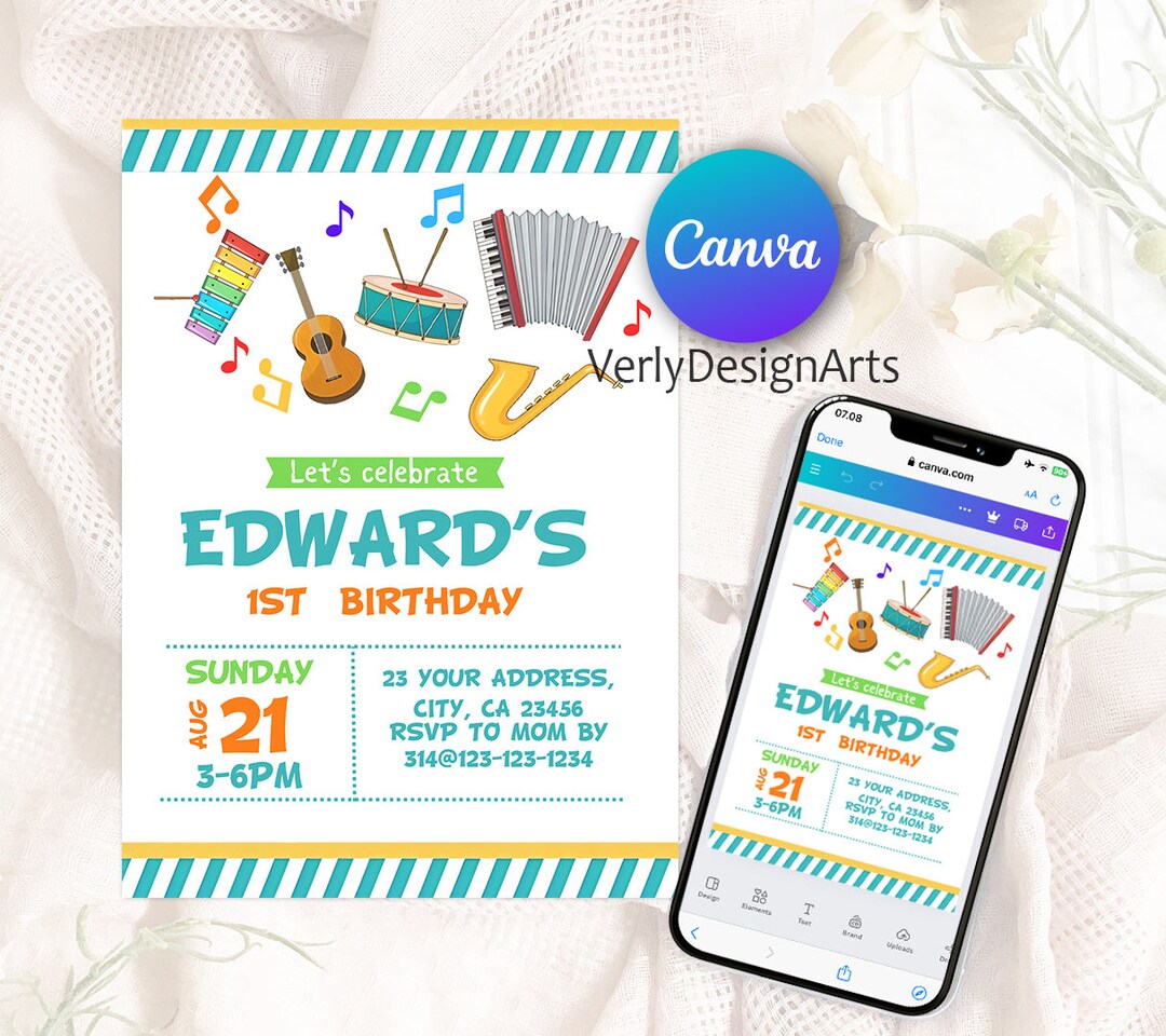 Dance Sing and Play Birthday Invitation, Music Invitation, Singing ...