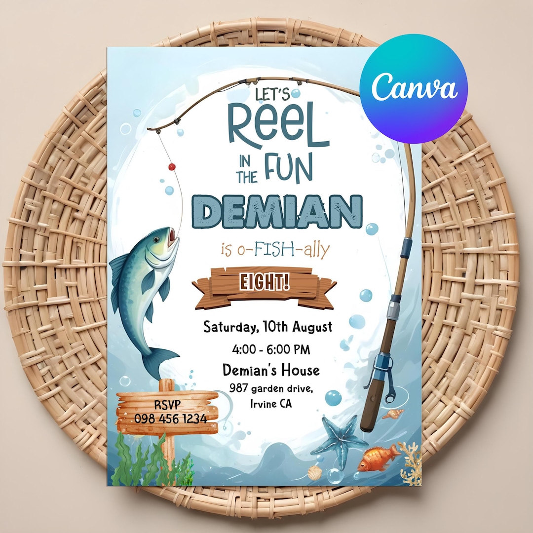 Fishing Birthday Party Invitation, Fish Birthday Invitation, Fishing ...