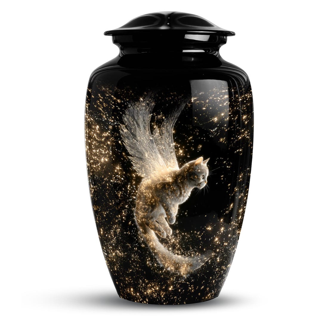 Majestic Cat Urn for Ashes: Personalized Memorial Keepsake Urn , Black ...