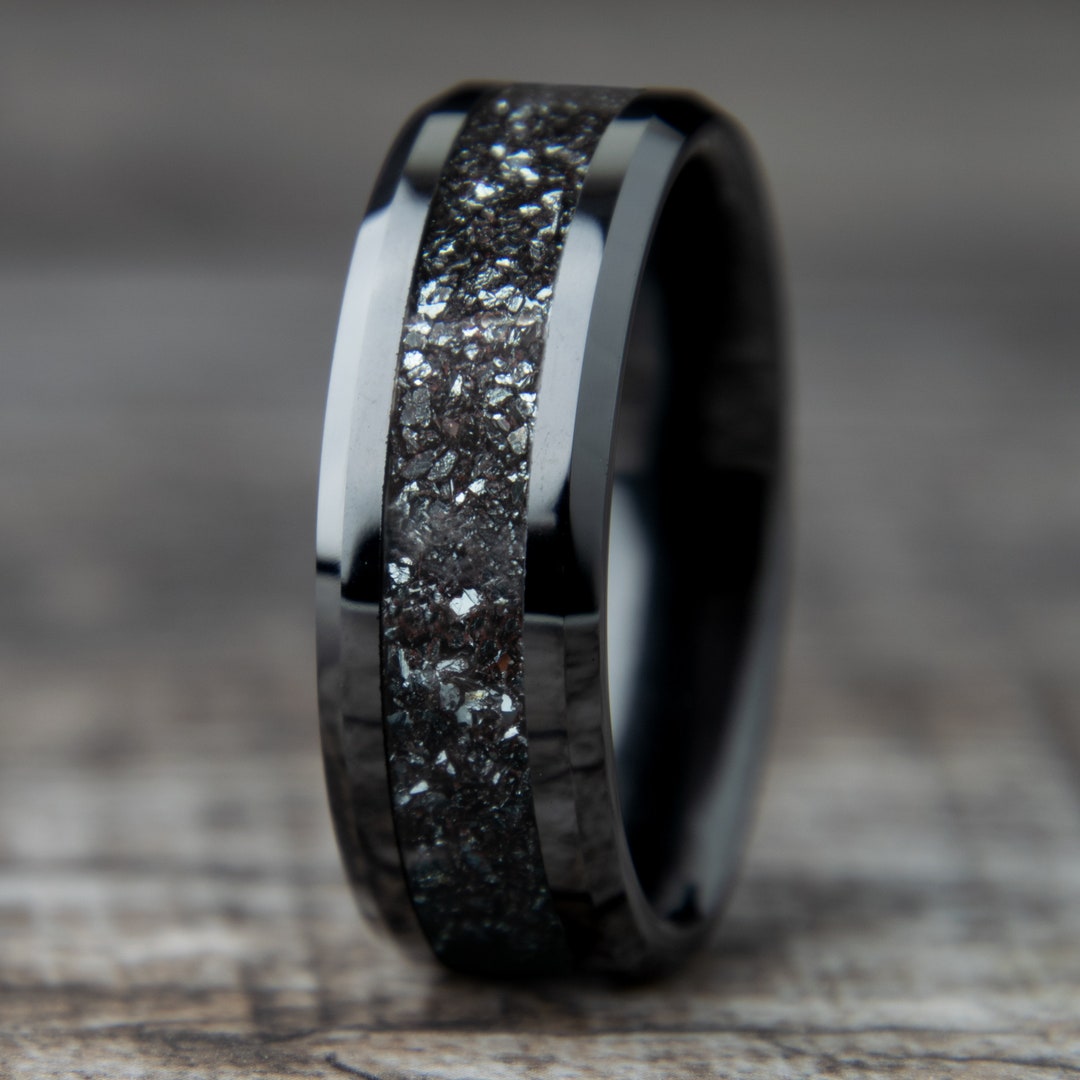 Specularite Ring Hematite Wedding Band Black Ceramic Ring Hematite ...