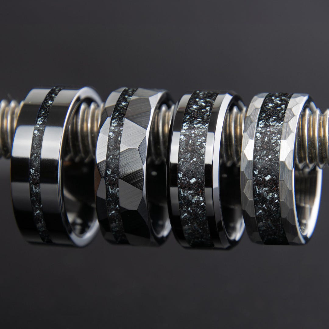 Specularite Hematite Ring | Multiple Styles | Hematite Wedding Band | Black Hematite Bands ...