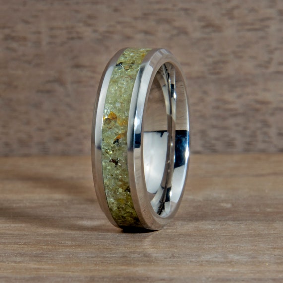 Pallasite Meteorite Ring Titanium Band Admire Pallasite - Etsy