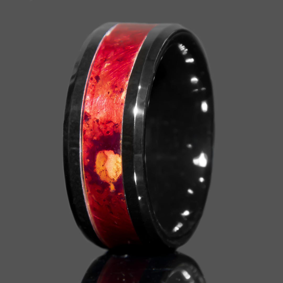 Patina Copper Ring | Fire Copper | Wedding Band Men Women | Black ...