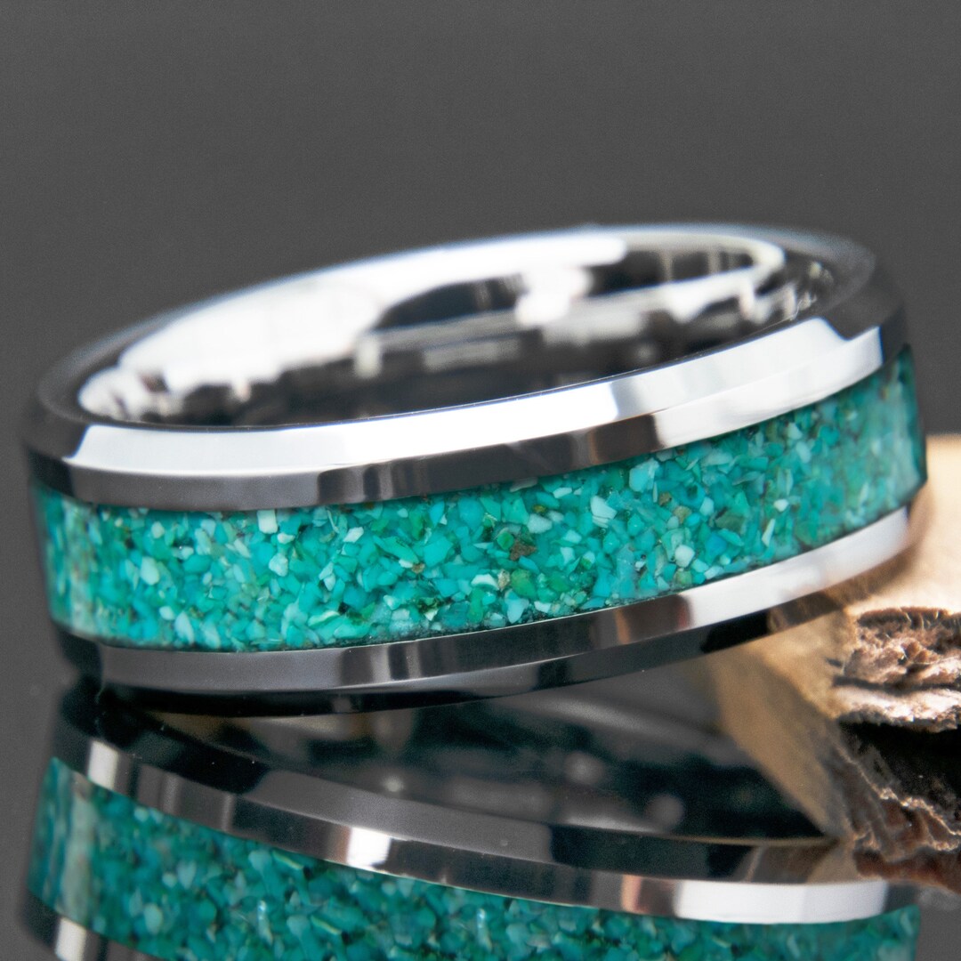 Tungsten Turquoise Ring | Mens Wedding Band | Turquoise Engagement Ring ...