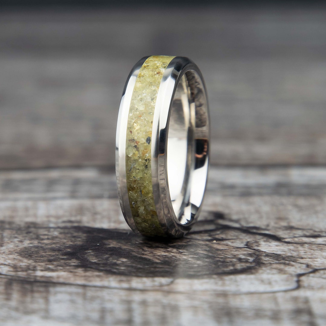 Pallasite Meteorite Ring | Titanium Band | Admire Pallasite | Pallasite ...