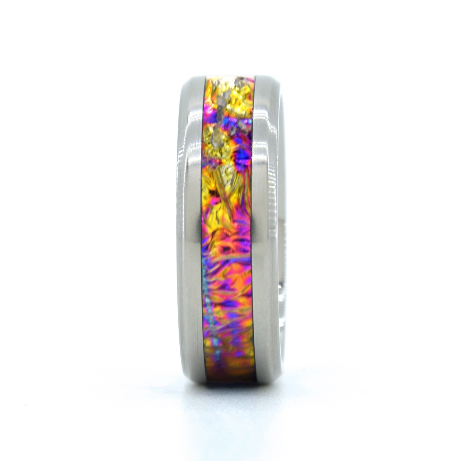 Dichrolam Titanium Ring Titanium Burl Style Dichroic Band - Etsy