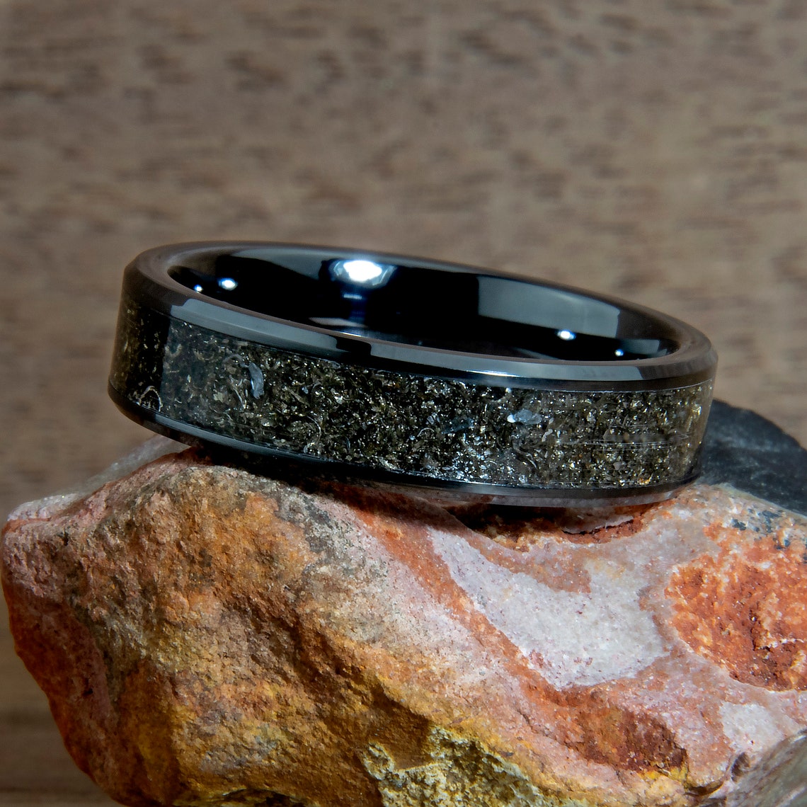 Black Meteorite Ring Meteorite Ring Meteorite Wedding Band - Etsy