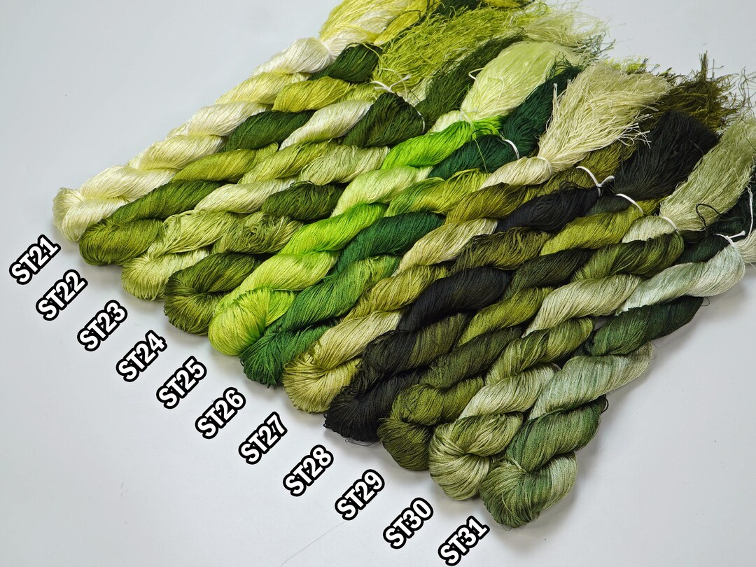 Set 11 Skeins ST21 to ST31 | Glossiest Synthetic Silk Embroidery Thread ...