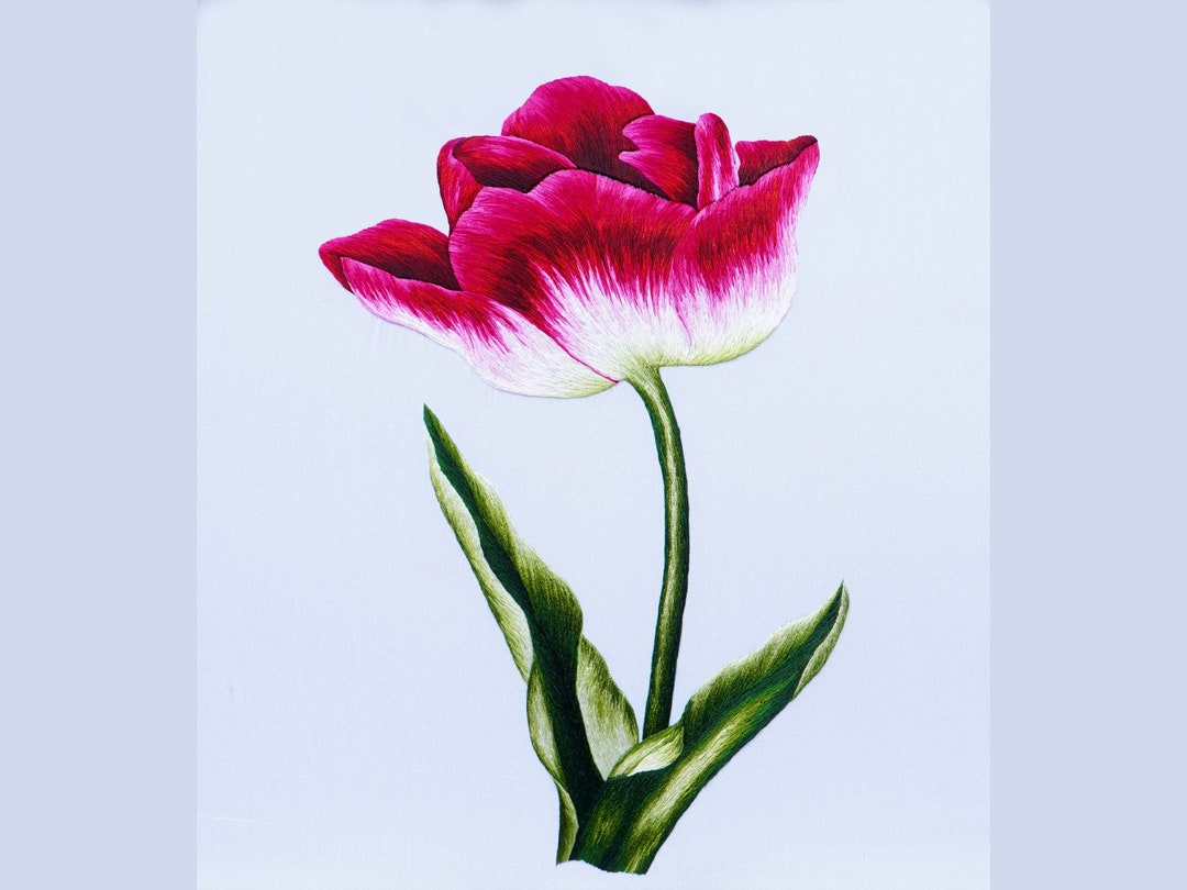 COMPLETED Hand Embroidery - Beauty of Tulip Flowers - Etsy