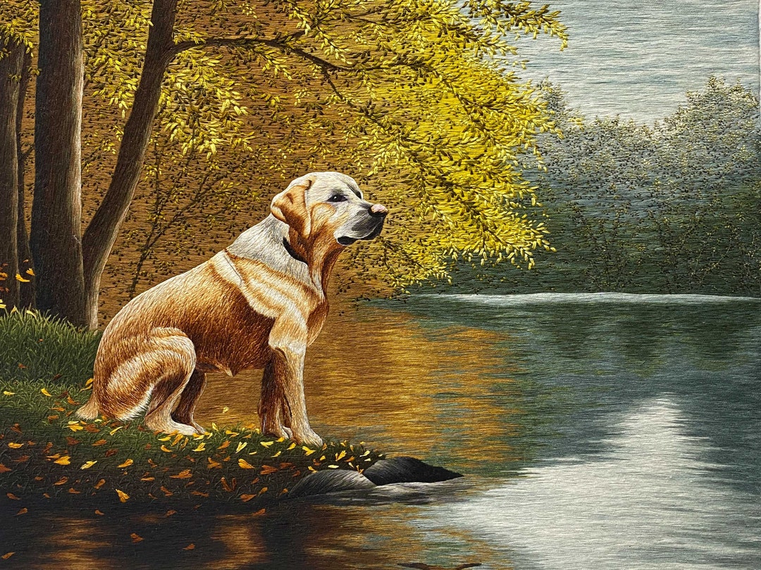 Finished Embroidery Artwork unframed Proud Labrador Dog Design by ...