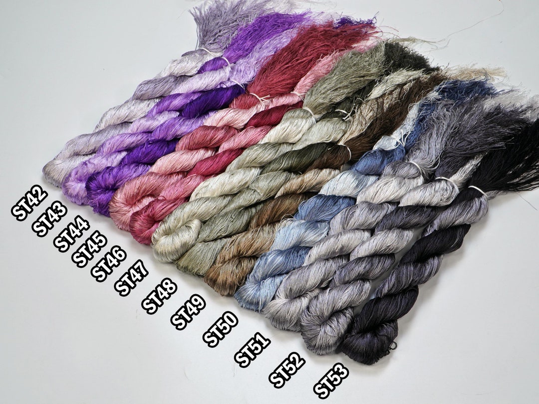 Set 12 Skeins ST42 to ST53 | Glossiest Synthetic Silk Embroidery Thread ...