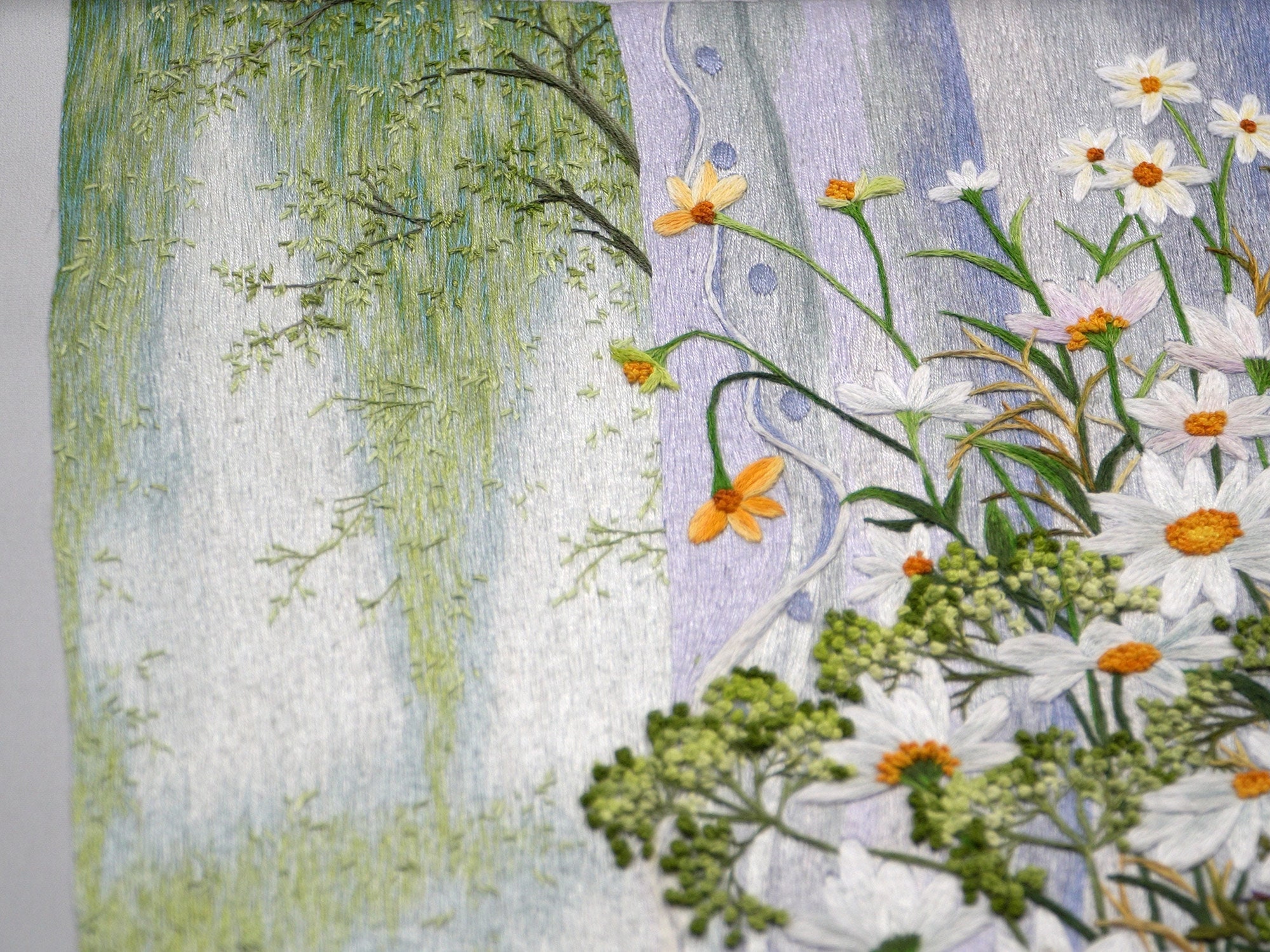 Hand Embroidery Art - HEB46 - Wild Chrysanthemums Vase Embroidery ...