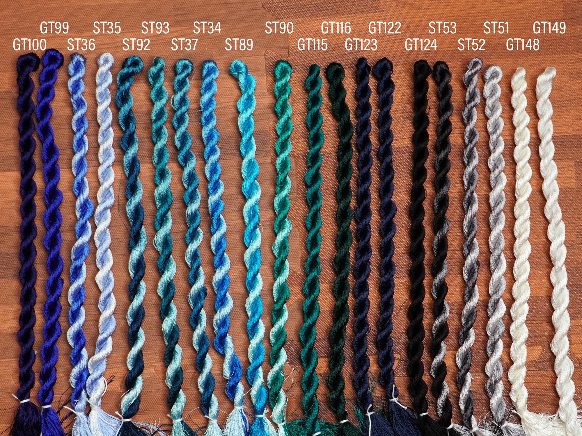 Color 20 Set Shiny Silk Hand-Embroidery Thread | Color Tones: Black ...