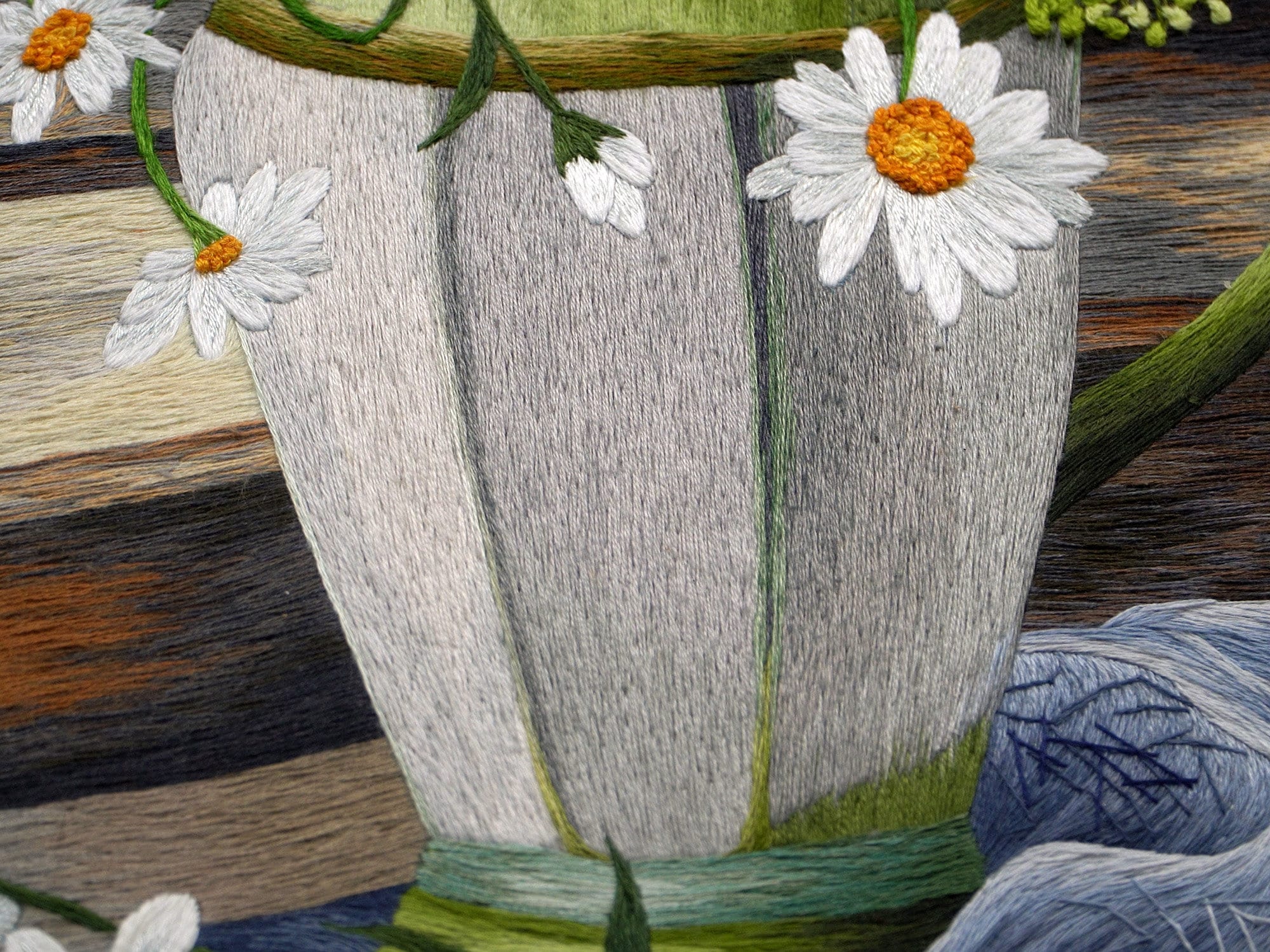 Hand Embroidery Art - HEB46 - Wild Chrysanthemums Vase Embroidery ...