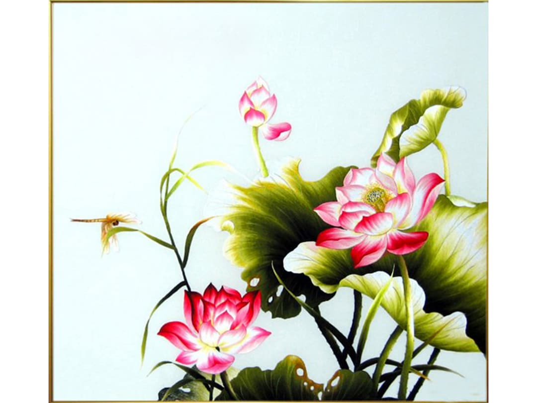 No.103 ORDER Hand Embroidery - Lotus Flower - Etsy
