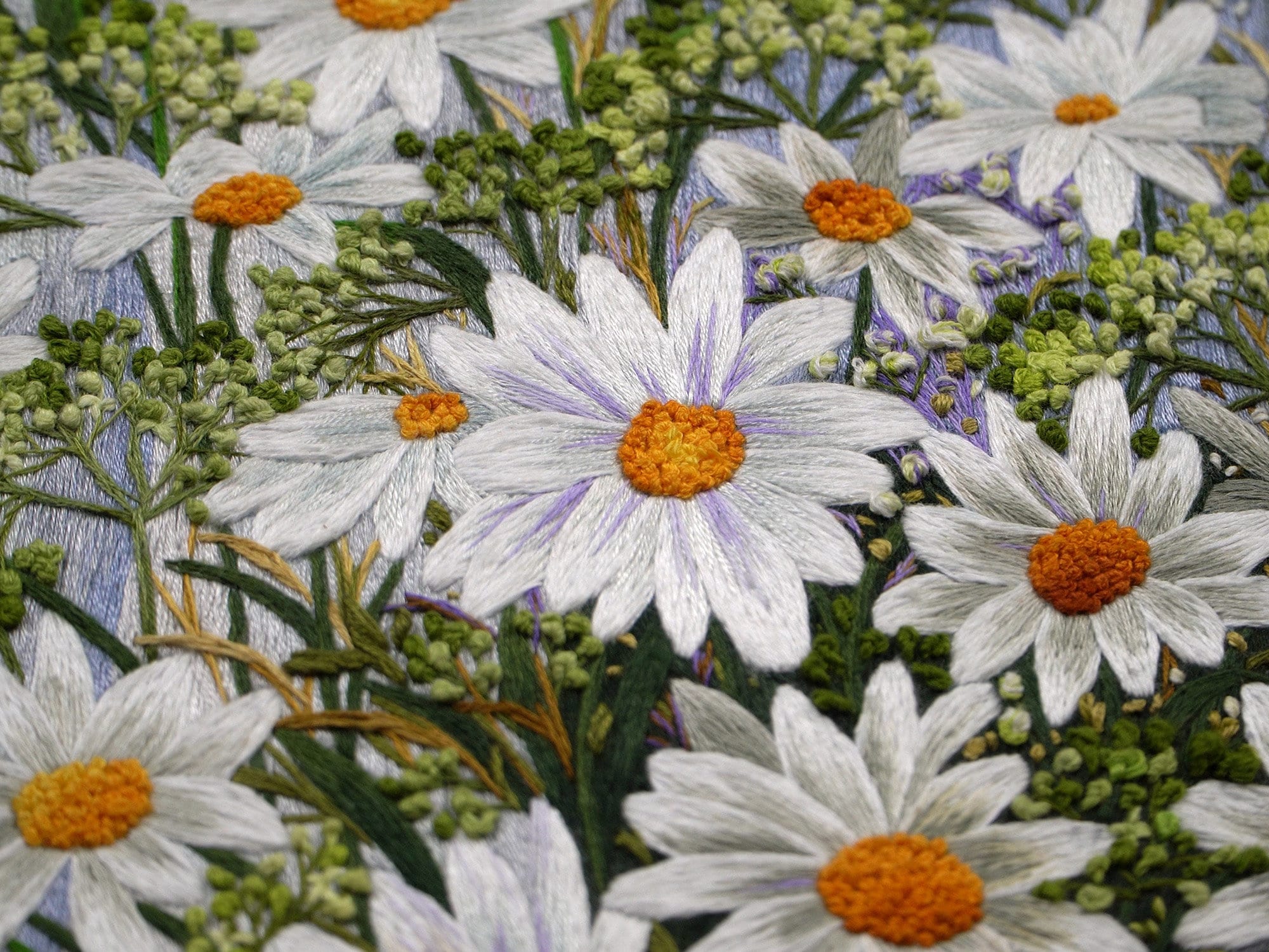 Hand Embroidery Art - HEB46 - Wild Chrysanthemums Vase Embroidery ...