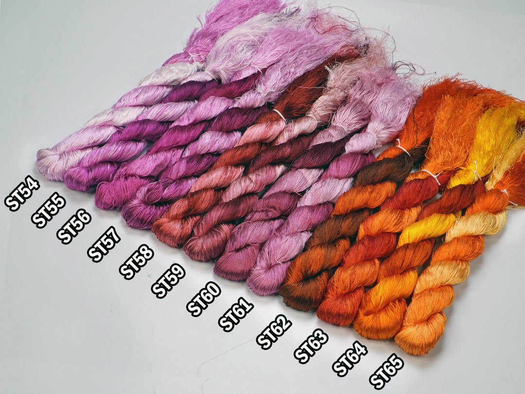 Set 12 Skeins ST54 to ST65 | Glossiest Synthetic Silk Embroidery Thread ...