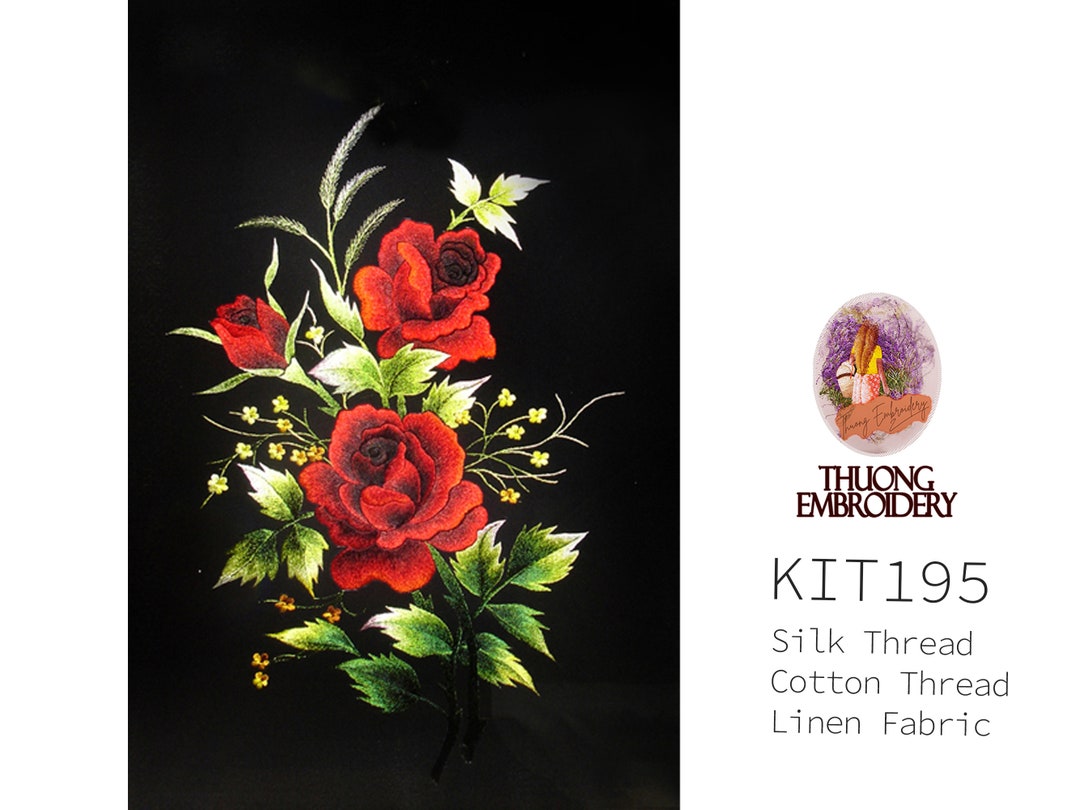 KIT195 Easy Embroidery Kit, Roses Flower Design by Thuongembroidery ...