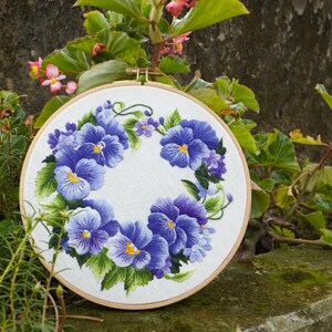 COMPLETED Hand Embroidery - Beauty of Pansy Flowers - Etsy