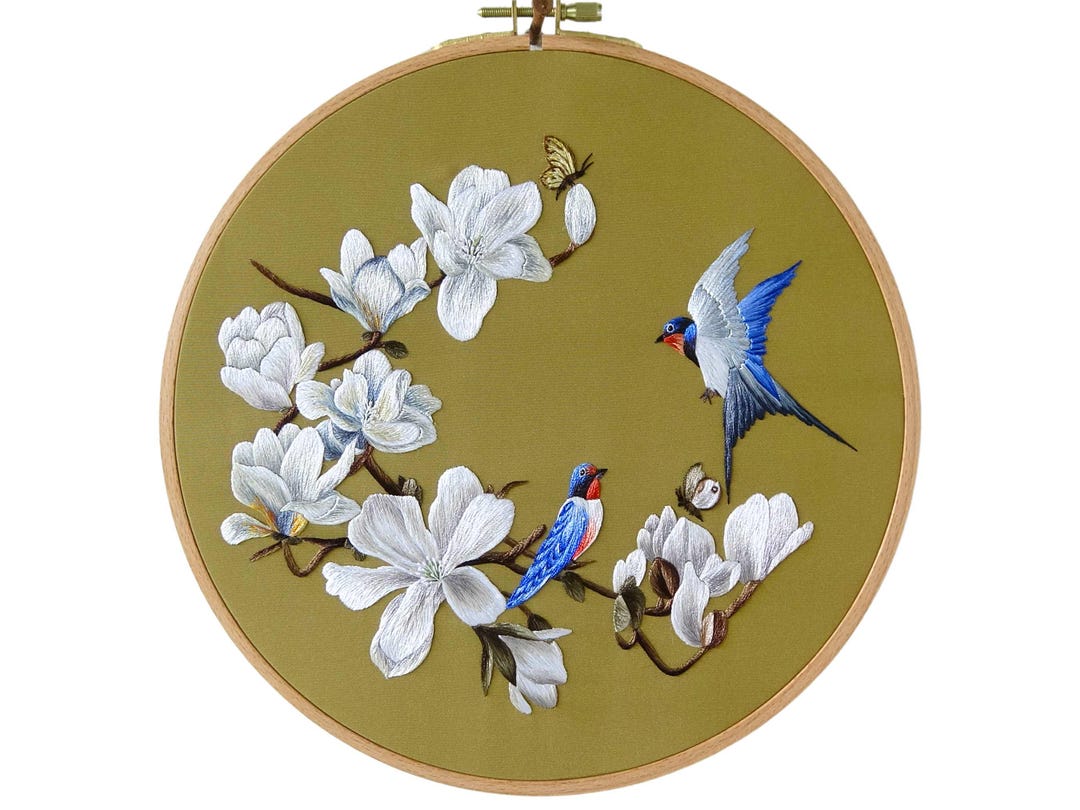 KIT235 Embroidery Kit, Beautiful Magnolia Design by Thuongembroidery ...