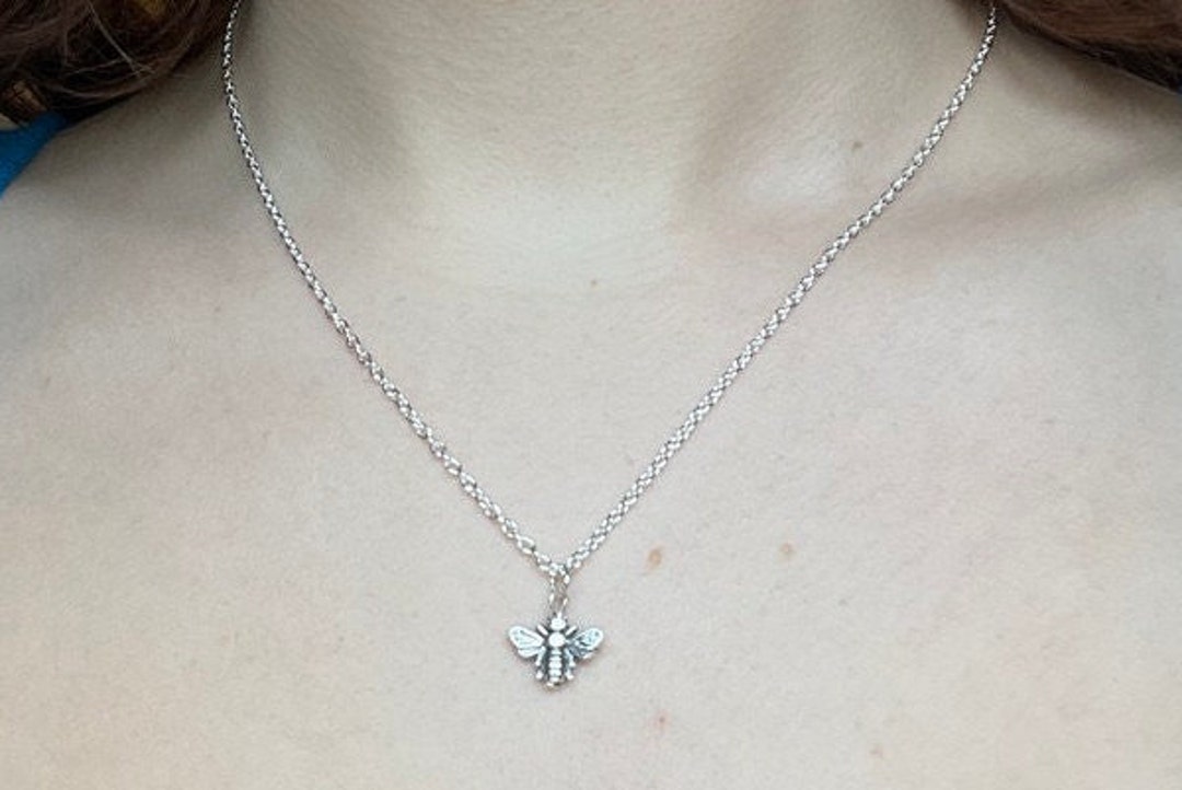 Bee Necklace / Sterling Silver Insect Save the Bees Necklace Summer ...