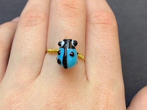 Ladybug Ring Wire Handmade/ Handmade Wire Bead Ladybug Ring - Etsy