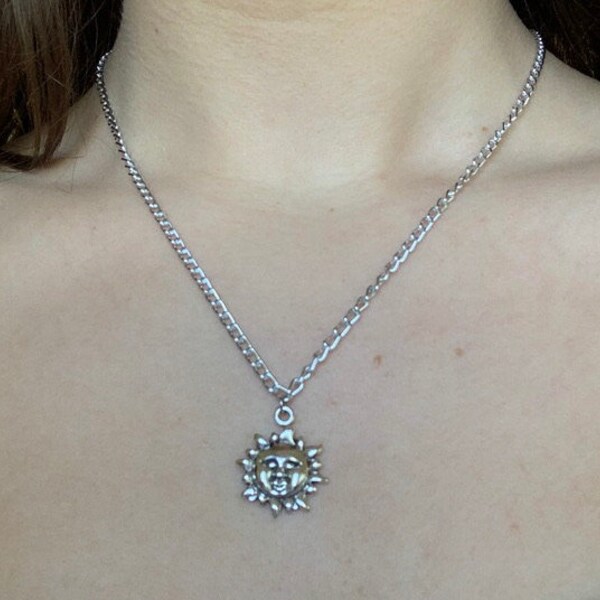 Sun Face Necklace - Etsy