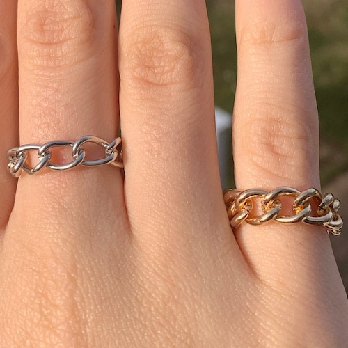 Chain Ring/ Silver Gold Thick Chain Ring - Etsy