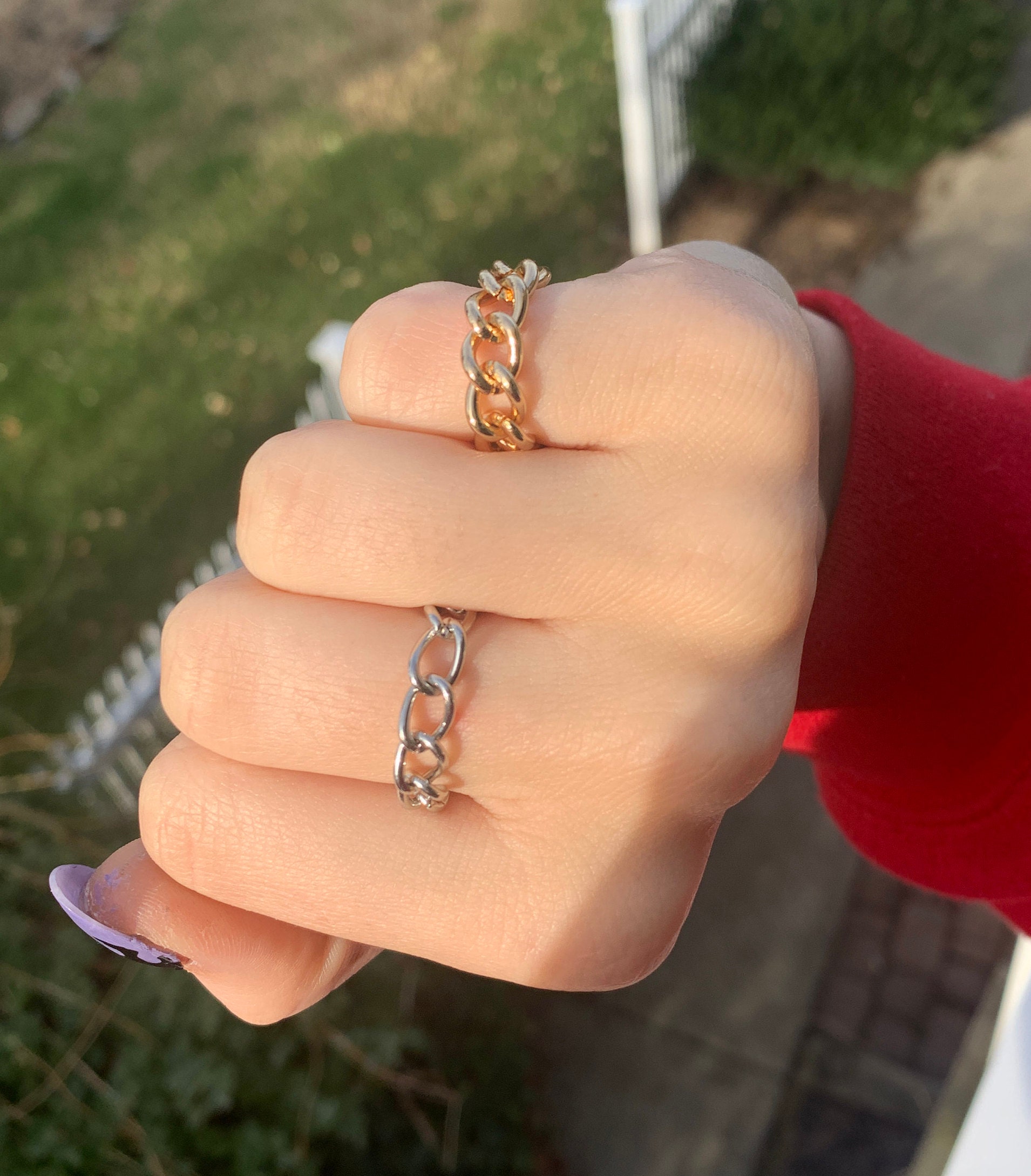 Chain Ring/ Silver Gold Thick Chain Ring - Etsy