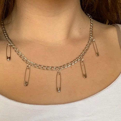 Safety Pin Necklace/ Safety Pin Chain /alternative Necklace | Etsy