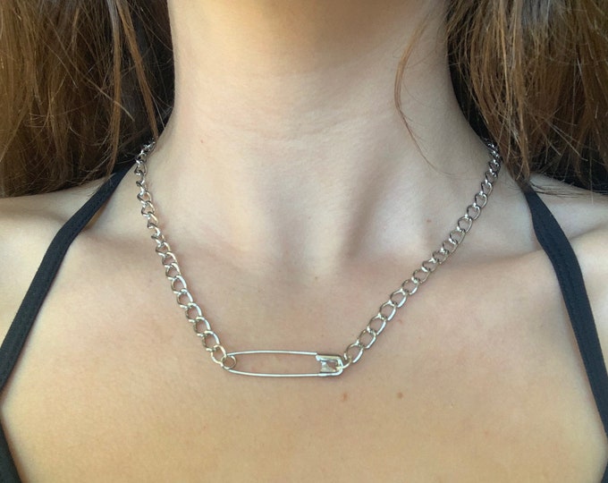 Safety Pin Necklace/ Safety Pin Chain /alternative Necklace - Etsy