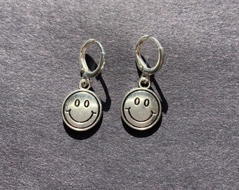 Smiley Face Huggie Hoop Earrings - Etsy
