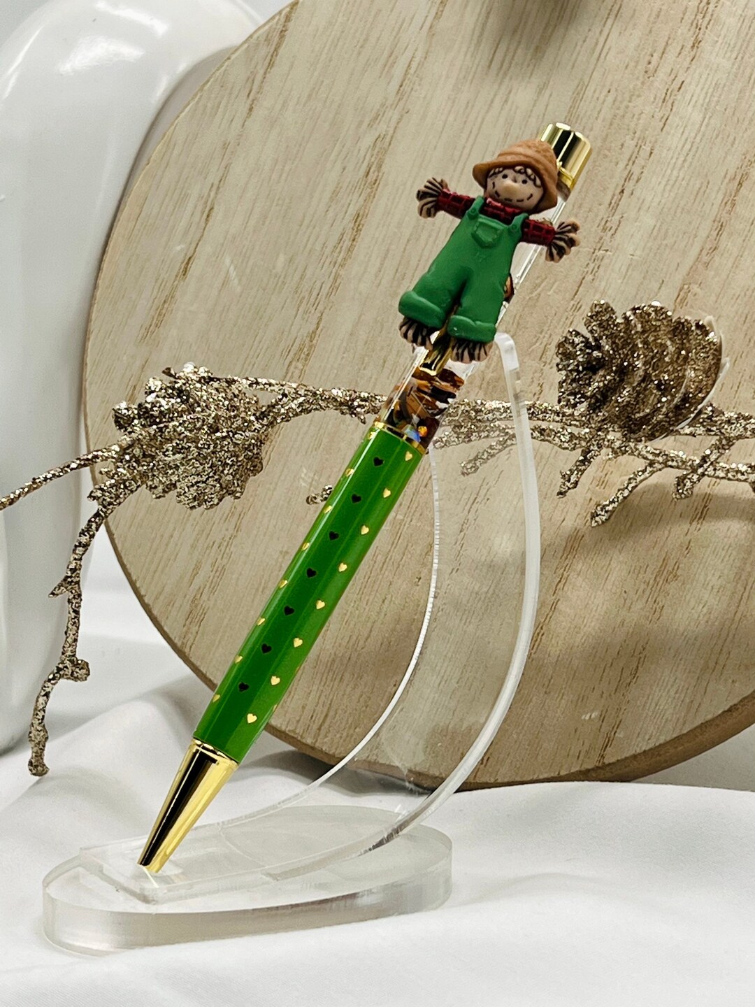 Thanksgiving Float Pen. Fall Harvest Scarecrow Snow Globe Glitter Pens ...
