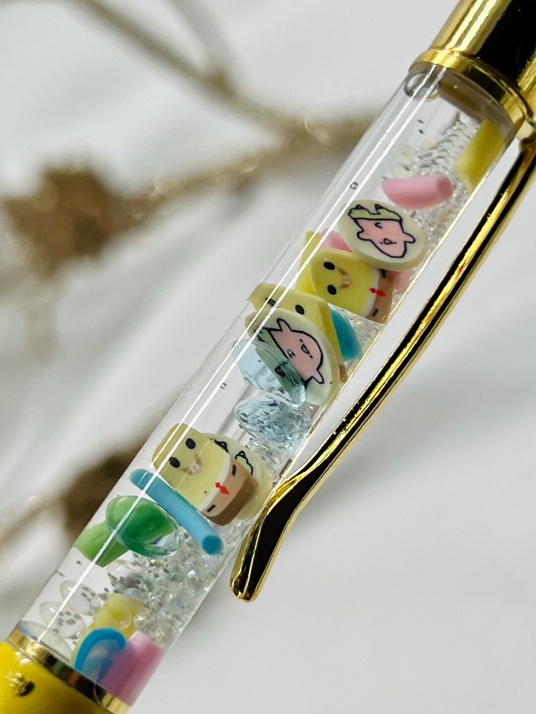 Kawaii Bob Float Pen. Sponge & Starfish Snow Globe Glitter Pens. Cute ...