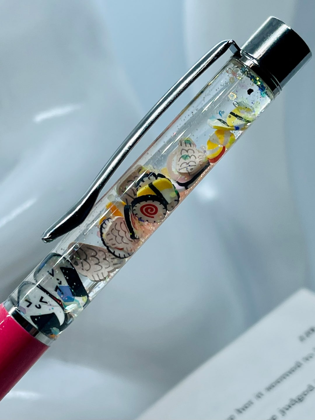 Japanese Snack Float Pen. Kawaii Sushi, Onigiri & Snacks Snow Globe ...